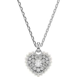 Kette mit Anhänger Swarovski "Hyperbola, Herz, 5684386" Halsketten Gr. Metall-Perlen, Länge: 45 cm, silberfarben (metallfarben, kristallweiß, weiß) Damen Ketten mit Anhänger