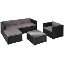 TecTake Rattan Lounge Lignano mit Sessel - schwarz