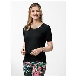 Walbusch Damen Viskose Shirt einfarbig Schwarz 52-54