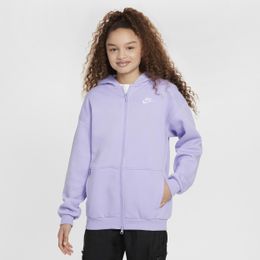 Nike Sportswear Club Fleece extragroßer Hoodie mit durchgehendem Reißverschluss für ältere Kinder (Mädchen) - Lila