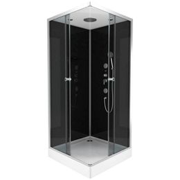 MARWELL Komplettdusche Black Suqare, BxT: 90x90 cm, Einscheibensicherheitsglas, Komplett-Set, 90 x 90 x 210 cm - Eckdusche, schwarz