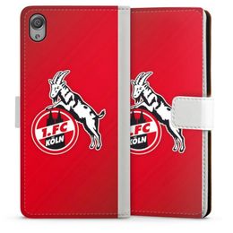 DeinDesign Handyhülle 1. FC Köln Offizielles Lizenzprodukt EffZeh 1. FC Köln rot, Sony Xperia X Hülle Handy Flip Case Wallet Cover Handytasche Leder