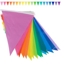 Goodymax Hängedekoration Wimpelkette 10 m Regenbogen Farbverlauf (1 Wimpelkette), 20 Wimpel