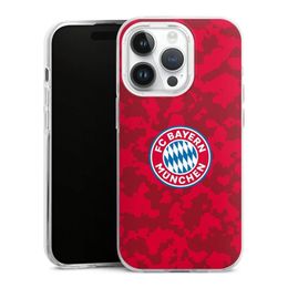 DeinDesign Handyhülle FC Bayern München Camouflage FCB Camouflage Muster FCB, Apple iPhone 14 Pro Silikon Hülle Bumper Case Handy Schutzhülle, weiß