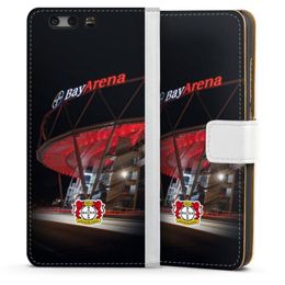 DeinDesign Handyhülle Bayer 04 Leverkusen Stadion Offizielles Lizenzprodukt, Huawei P10 Hülle Handy Flip Case Wallet Cover Handytasche Leder, weiß