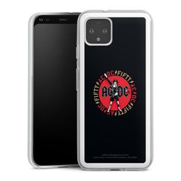 DeinDesign Handyhülle ACDC POWER UP Offizielles Lizenzprodukt ANGUS EMBLEM RED ACDC, Google Pixel 4 Silikon Hülle Bumper Case Handy Schutzhülle, weiß
