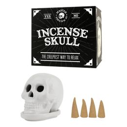 GIFT REPUBLIC Räucherhaus Totenkopf Räucherset, (1 St), Keramik, weiß, inkl. 3 Kegel Sandelholz, ca. 7 x 9 x 8 cm