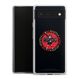 DeinDesign Handyhülle ACDC POWER UP Offizielles Lizenzprodukt ANGUS EMBLEM RED ACDC, Google Pixel 6 Silikon Hülle Bumper Case Handy Schutzhülle, weiß