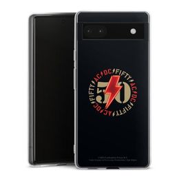 DeinDesign Handyhülle ACDC 50 Jahre POWER UP POWER UP EMBLEM ACDC, Google Pixel 6a Silikon Hülle Bumper Case Handy Schutzhülle, weiß