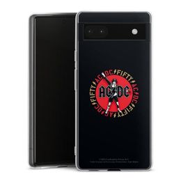 DeinDesign Handyhülle ACDC POWER UP Offizielles Lizenzprodukt ANGUS EMBLEM RED ACDC, Google Pixel 6a Silikon Hülle Bumper Case Handy Schutzhülle, weiß