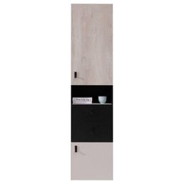 Lomadox Regal PITTSBURGH-133, Regalschrank, schwarz/Eiche/beige
