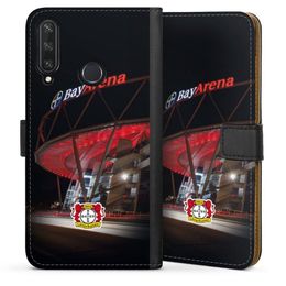 DeinDesign Handyhülle Bayer 04 Leverkusen Stadion Offizielles Lizenzprodukt, Huawei Y6p Hülle Handy Flip Case Wallet Cover Handytasche Leder, schwarz