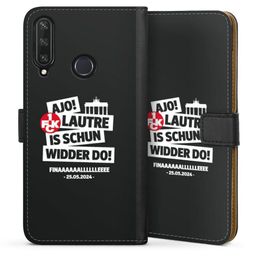DeinDesign Handyhülle 1. FCK Pokal Finale 2024 1. FC Kaiserslautern, Huawei Y6p Hülle Handy Flip Case Wallet Cover Handytasche Leder, schwarz