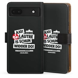 DeinDesign Handyhülle 1. FCK Pokal Finale 2024 1. FC Kaiserslautern, Google Pixel 6a Hülle Handy Flip Case Wallet Cover Handytasche Leder, schwarz