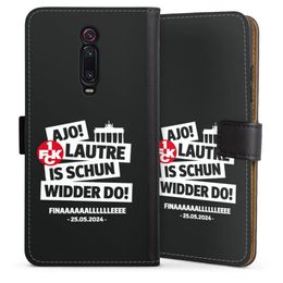 DeinDesign Handyhülle 1. FCK Pokal Finale 2024 1. FC Kaiserslautern, Xiaomi Mi 9T Hülle Handy Flip Case Wallet Cover Handytasche Leder, schwarz