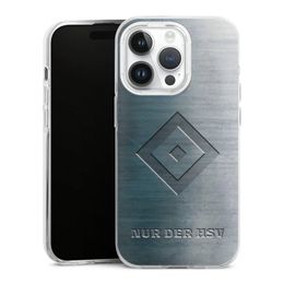 DeinDesign Handyhülle HSV Hamburger SV Metallic Look Nur der HSV Metalllook, Apple iPhone 14 Pro Silikon Hülle Bumper Case Handy Schutzhülle, weiß