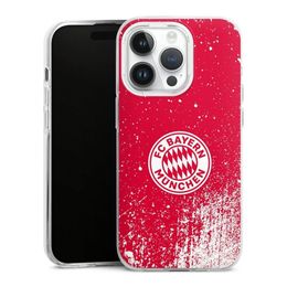 DeinDesign Handyhülle FC Bayern München Offizielles Lizenzprodukt FCB Splatter Rot - FCB, Apple iPhone 14 Pro Silikon Hülle Bumper Case Handy Schutzhü