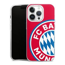 DeinDesign Handyhülle FC Bayern München Offizielles Lizenzprodukt FCB Großes FCB Logo Rot, Apple iPhone 14 Pro Silikon Hülle Bumper Case Handy Schutzh