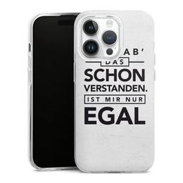 DeinDesign Handyhülle Sprüche Statement Schon verstanden, Apple iPhone 14 Pro Silikon Hülle Bumper Case Handy Schutzhülle, weiß, transparent