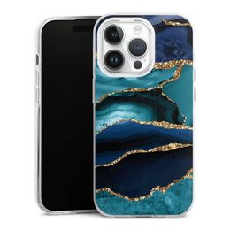 DeinDesign Handyhülle Marmor Trends Glitzer Look, Apple iPhone 14 Pro Silikon Hülle Bumper Case Handy Schutzhülle, weiß, transparent