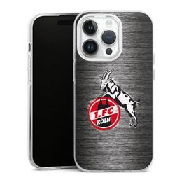 DeinDesign Handyhülle 1. FC Köln Metallic Look Offizielles Lizenzprodukt Metal Scratch 1.FC, Apple iPhone 14 Pro Silikon Hülle Bumper Case Handy Schut