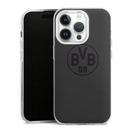 DeinDesign Handyhülle Borussia Dortmund Logo BVB BVB Grau, Apple iPhone 14 Pro Silikon Hülle Bumper Case Handy Schutzhülle, weiß, transparent