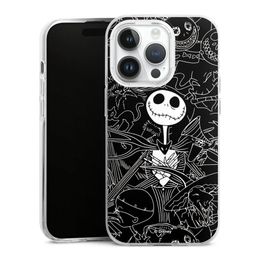 DeinDesign Handyhülle Halloween Disney Nightmare Before Christmas, Apple iPhone 14 Pro Silikon Hülle Bumper Case Handy Schutzhülle, weiß, transparent