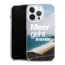 DeinDesign Handyhülle Meer Urlaub Sommer Meer geht immer, Apple iPhone 14 Pro Silikon Hülle Bumper Case Handy Schutzhülle, weiß, transparent