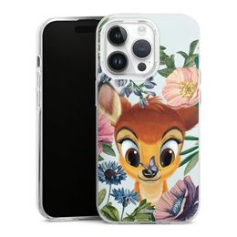 DeinDesign Handyhülle Disney Blumen Bambi Bloomy Bambi, Apple iPhone 14 Pro Silikon Hülle Bumper Case Handy Schutzhülle, weiß, transparent