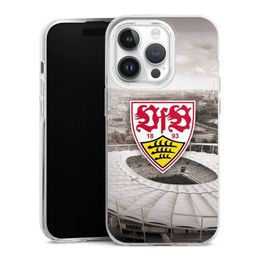 DeinDesign Handyhülle VfB Stuttgart Offizielles Lizenzprodukt Stadion VfB Stadion Grau, Apple iPhone 14 Pro Silikon Hülle Bumper Case Handy Schutzhüll