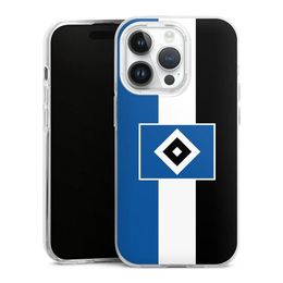 DeinDesign Handyhülle HSV Streifen Hamburger SV HSV Streifen - Blau-Weiß-Schwarz, Apple iPhone 14 Pro Silikon Hülle Bumper Case Handy Schutzhülle