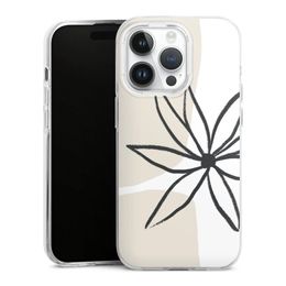 DeinDesign Handyhülle Blume Abstrakt Linien Flower and Cream, Apple iPhone 14 Pro Silikon Hülle Bumper Case Handy Schutzhülle, weiß, transparent