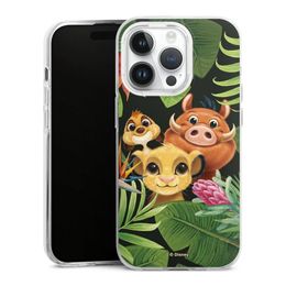 DeinDesign Handyhülle Disney Simba Timon und Pumbaa Simbas Friends, Apple iPhone 14 Pro Silikon Hülle Bumper Case Handy Schutzhülle, weiß, transparent