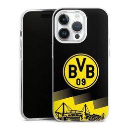DeinDesign Handyhülle BVB Borussia Dortmund Stadion BVB Two Tone, Apple iPhone 14 Pro Silikon Hülle Bumper Case Handy Schutzhülle, weiß, transparent