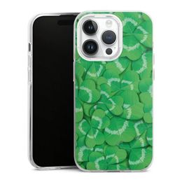 DeinDesign Handyhülle Glücksbringer Klee Glück Clovers, Apple iPhone 14 Pro Silikon Hülle Bumper Case Handy Schutzhülle, weiß, transparent