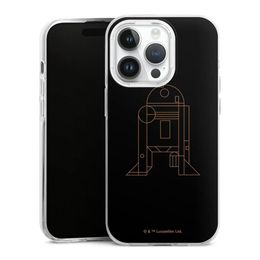 DeinDesign Handyhülle Star Wars R2D2 Fanartikel R2D2 Line Art, Apple iPhone 14 Pro Silikon Hülle Bumper Case Handy Schutzhülle, weiß, transparent