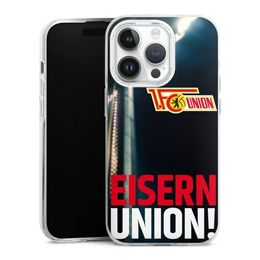 DeinDesign Handyhülle Fanartikel 1. FC Union Berlin Fußball Eisern Union Typo, Apple iPhone 14 Pro Silikon Hülle Bumper Case Handy Schutzhülle, weiß