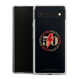 DeinDesign Handyhülle ACDC 50 Jahre POWER UP POWER UP EMBLEM ACDC, Google Pixel 6 Silikon Hülle Bumper Case Handy Schutzhülle, weiß