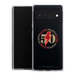 DeinDesign Handyhülle ACDC 50 Jahre POWER UP POWER UP EMBLEM ACDC, Google Pixel 6 Pro Silikon Hülle Bumper Case Handy Schutzhülle, weiß