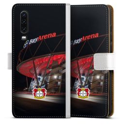 DeinDesign Handyhülle Bayer 04 Leverkusen Stadion Offizielles Lizenzprodukt, Huawei P30 Hülle Handy Flip Case Wallet Cover Handytasche Leder, weiß
