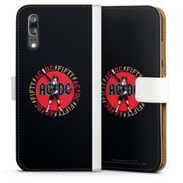 DeinDesign Handyhülle ACDC POWER UP Offizielles Lizenzprodukt ANGUS EMBLEM RED ACDC, Huawei P20 Hülle Handy Flip Case Wallet Cover Handytasche Leder