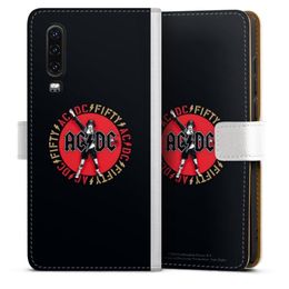 DeinDesign Handyhülle ACDC POWER UP Offizielles Lizenzprodukt ANGUS EMBLEM RED ACDC, Huawei P30 Hülle Handy Flip Case Wallet Cover Handytasche Leder