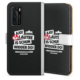 DeinDesign Handyhülle 1. FCK Pokal Finale 2024 1. FC Kaiserslautern, Huawei P40 Hülle Handy Flip Case Wallet Cover Handytasche Leder, weiß