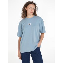 T-Shirt Calvin Klein Jeans "WASHED RIB LABEL BOYFRIEND TEE" Gr. XXXL (46), blau (dusk blue) Damen Shirts Jersey