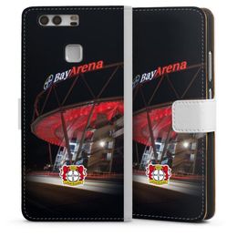 DeinDesign Handyhülle Bayer 04 Leverkusen Stadion Offizielles Lizenzprodukt, Huawei P9 Hülle Handy Flip Case Wallet Cover Handytasche Leder, weiß