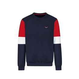 Sweatshirt TRIGEMA "TRIGEMA mit kontrastfarbigen Elementen" Gr. XXXL, blau (navy) Herren Sweatshirts