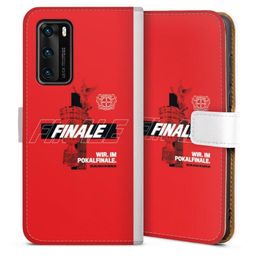 DeinDesign Handyhülle Bayer 04 Leverkusen Pokal Finale 2024 Offizielles Lizenzprodukt, Huawei P40 Hülle Handy Flip Case Wallet Cover Handytasche Leder