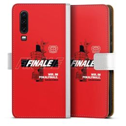 DeinDesign Handyhülle Bayer 04 Leverkusen Pokal Finale 2024 Offizielles Lizenzprodukt, Huawei P30 Hülle Handy Flip Case Wallet Cover Handytasche Leder