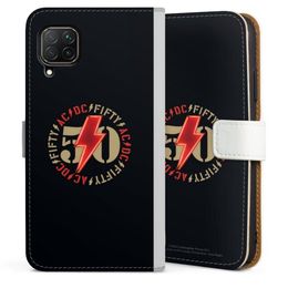 DeinDesign Handyhülle ACDC 50 Jahre POWER UP POWER UP EMBLEM ACDC, Huawei P40 Lite Hülle Handy Flip Case Wallet Cover Handytasche Leder, weiß