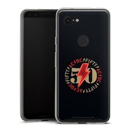 DeinDesign Handyhülle ACDC 50 Jahre POWER UP POWER UP EMBLEM ACDC, Google Pixel 3a Silikon Hülle Bumper Case Handy Schutzhülle, weiß, transparent
